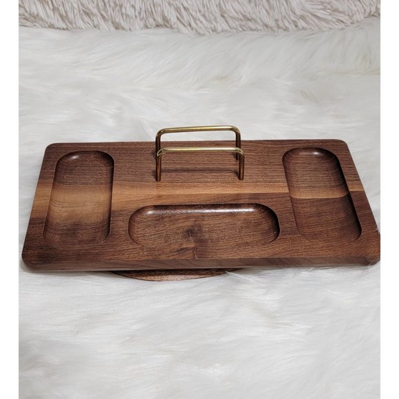 Unknown | Accents | Vintage Wooden Desk Organizer Valet W Brass Solid ...